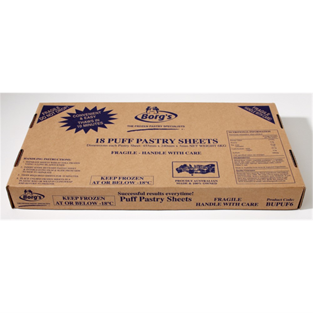 PUFF PASTRY SHEETS( (6KG) # FFR16009 BORGCRAFT - Superior Foods ...