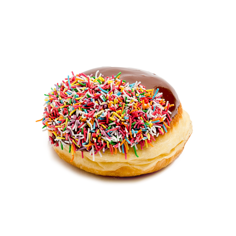 DONUTS CHOCOLATE ICED WITH SPRINKLES (24 X 85GM) # FZWHB24CWS GD DONUTS ...