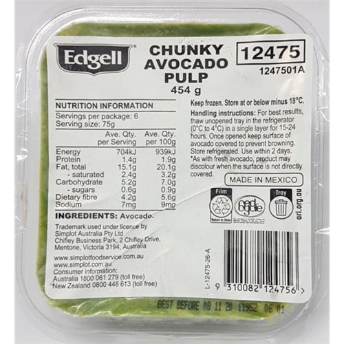 AVOCADO PULP CHUNKY 454GM(8) #12475 EDGELL - Superior Foods - Superior ...