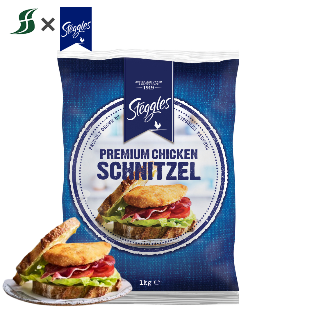 CHICKEN SCHNITZEL BREAST PREMIUM 1KG(6) 56369 STEGGLES PREMIUM 1KG(6 ...