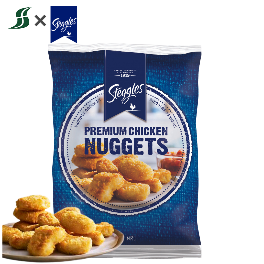 CHICKEN NUGGET PREMIUM BREAST 1KG(6) CRUMBED 56282 STEGGLES 1KG(6 ...