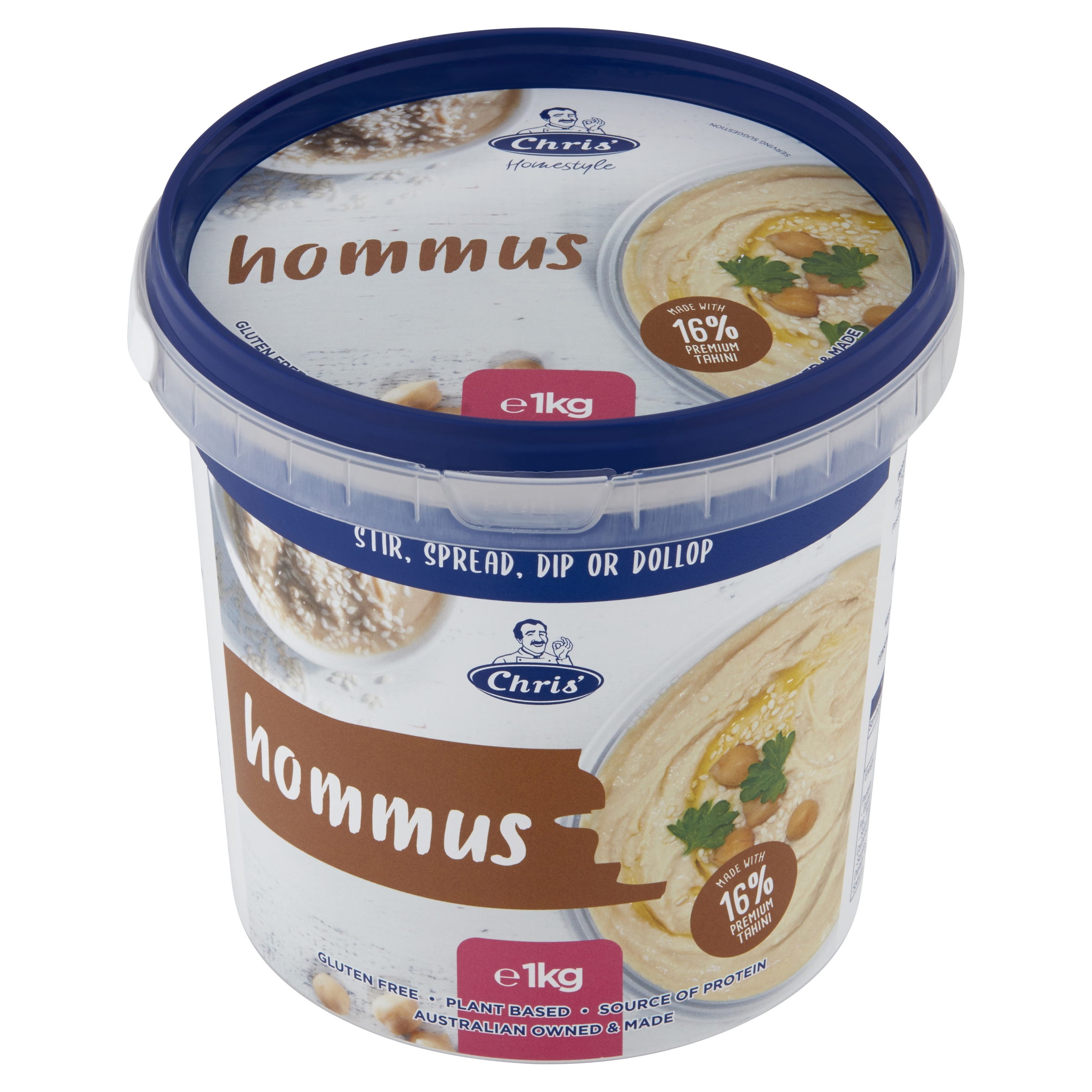 DIP HOMMUS HOMESTYLE 1KG(8) #7200 CHRIS'S - Superior Foods - Superior Foods