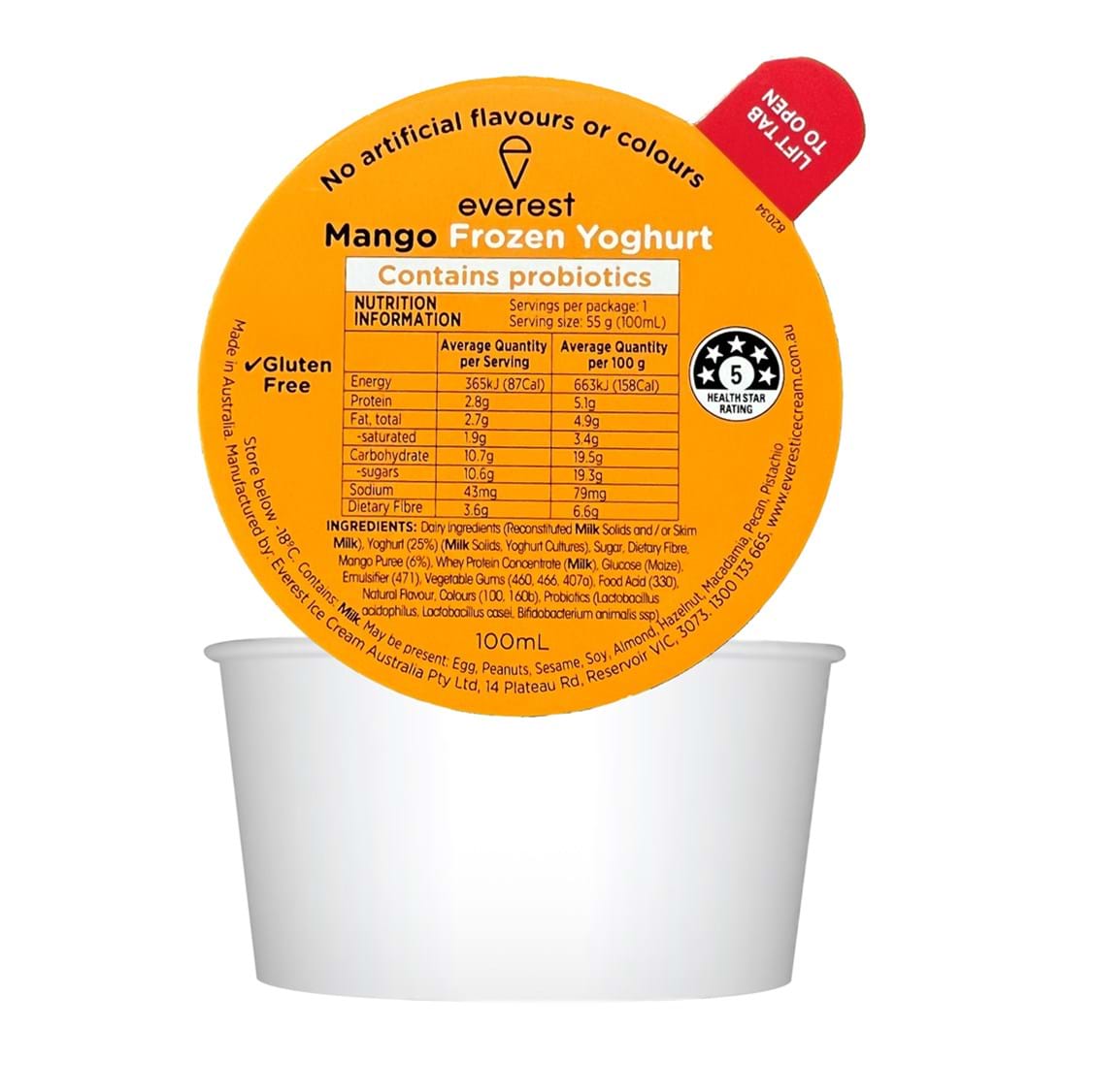 YOGHURT FROZEN MANGO DIXIE CUP (24 X 100ML) # 17900114 EVEREST ...