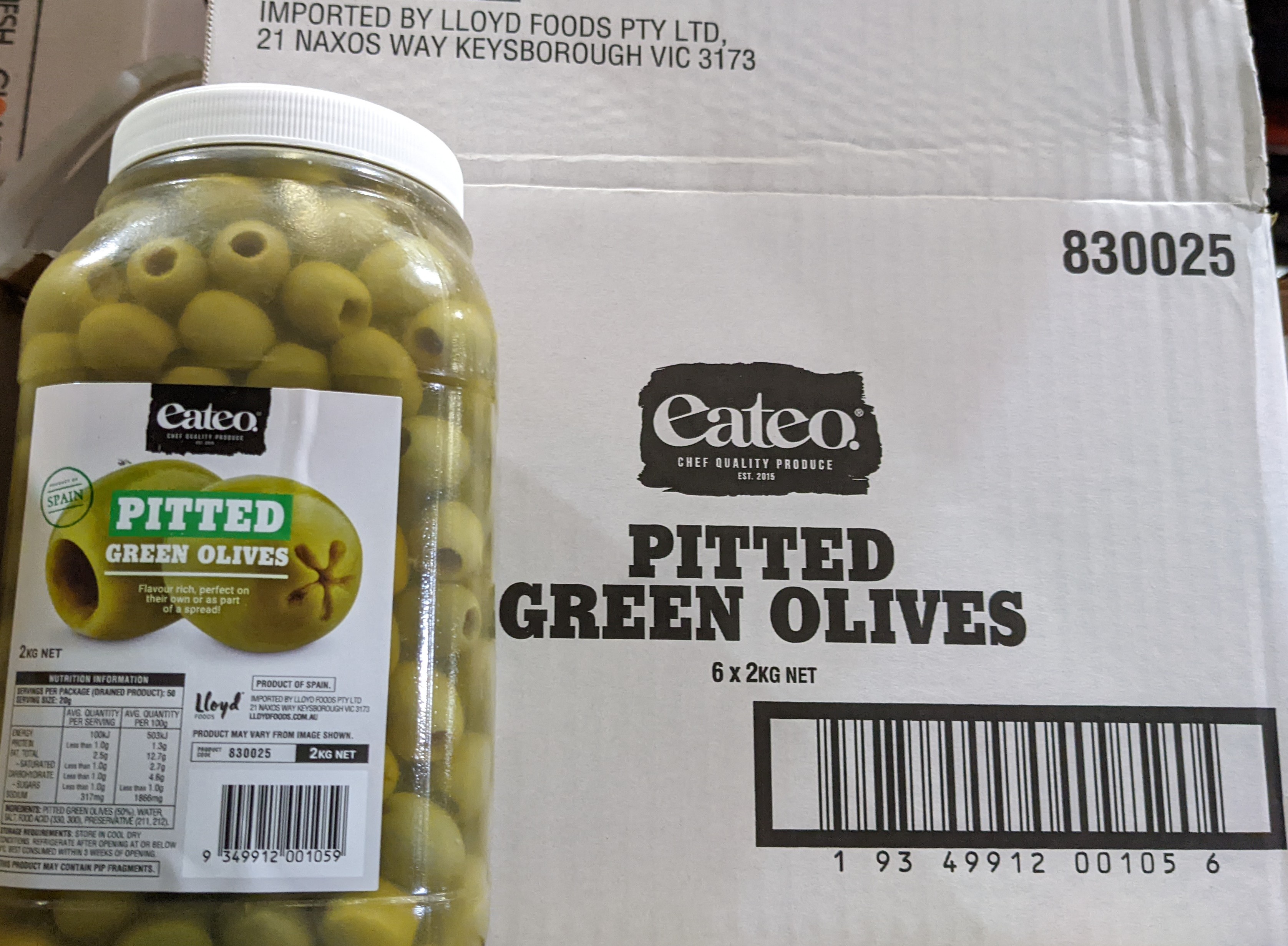 OLIVES GREEN PITTED 2KG(6) #830025 EATEO - Superior Foods - Superior Foods